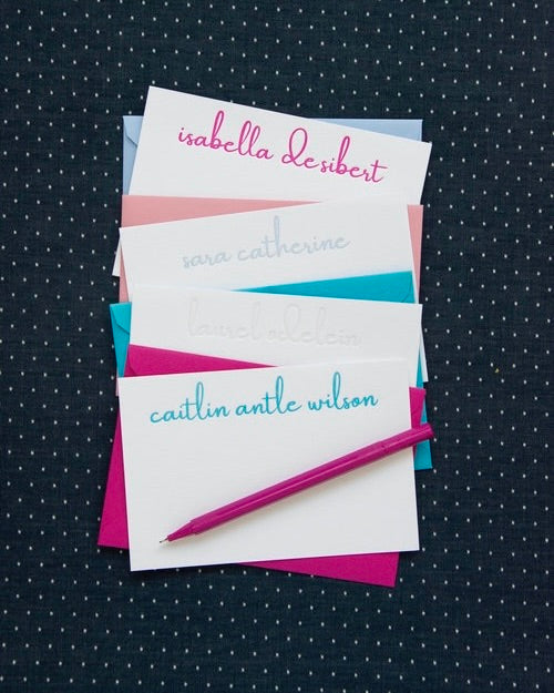 Letterpress Stationery set of 50 - Isabella, Sara, Laurel, Caitlin Des ...